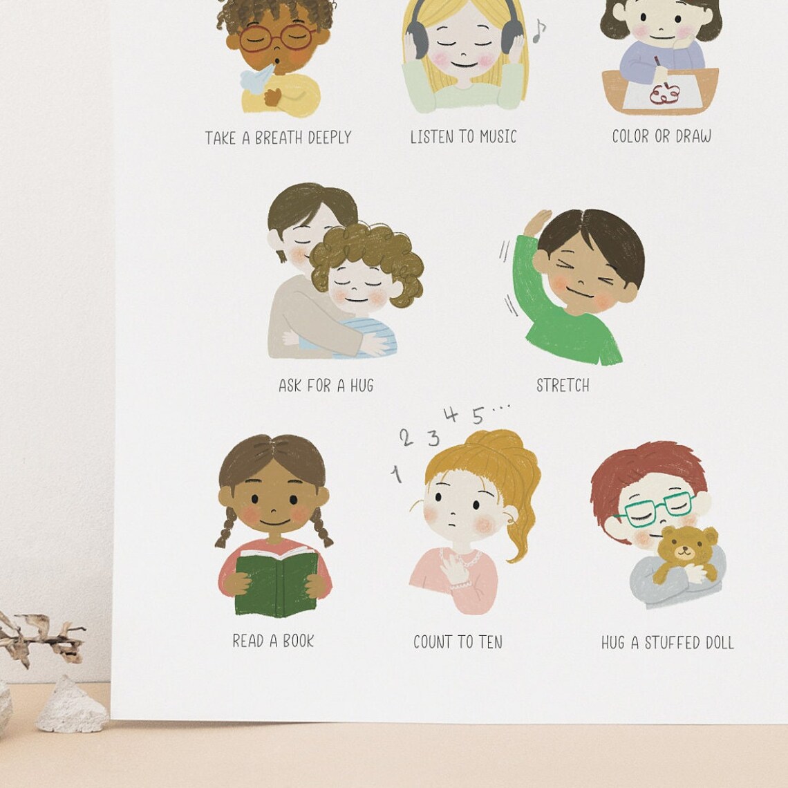 PRINTABLE Feelings Chart and Calming Techniques Poster for | Etsy