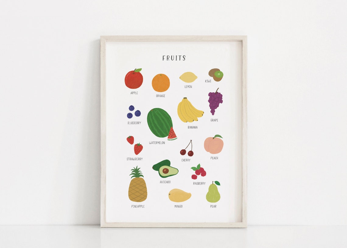 PRINTABLE Fruits and Vegetables Poster for Kids Set of 2 - Etsy