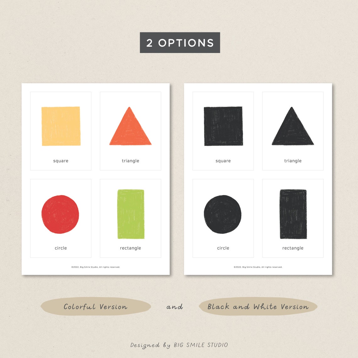 PRINTABLE Shapes Flashcards for Kids, Montessori Toddler Preschool ...