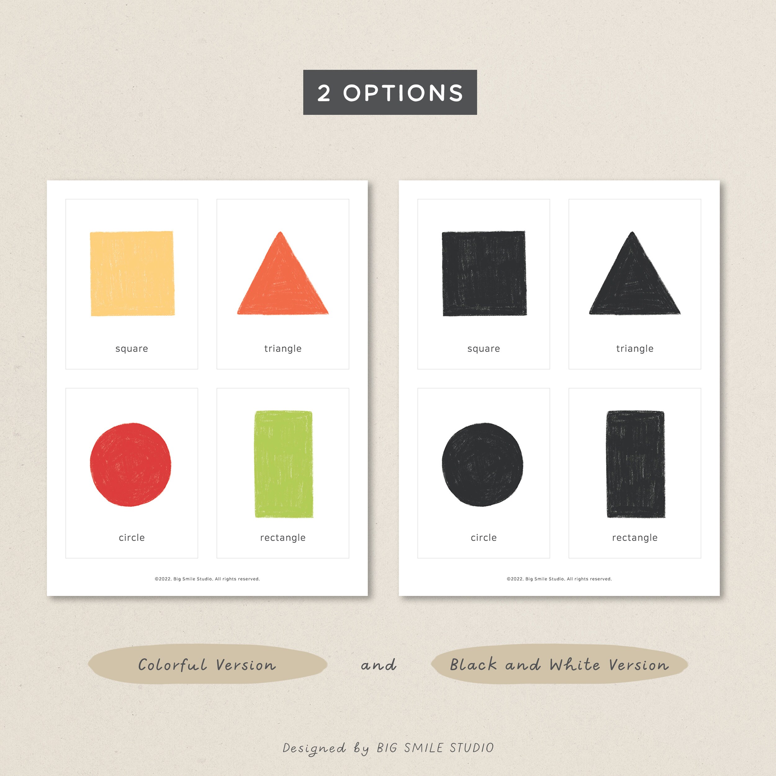 PRINTABLE Shapes Flashcards for Kids, Montessori Toddler Preschool ...