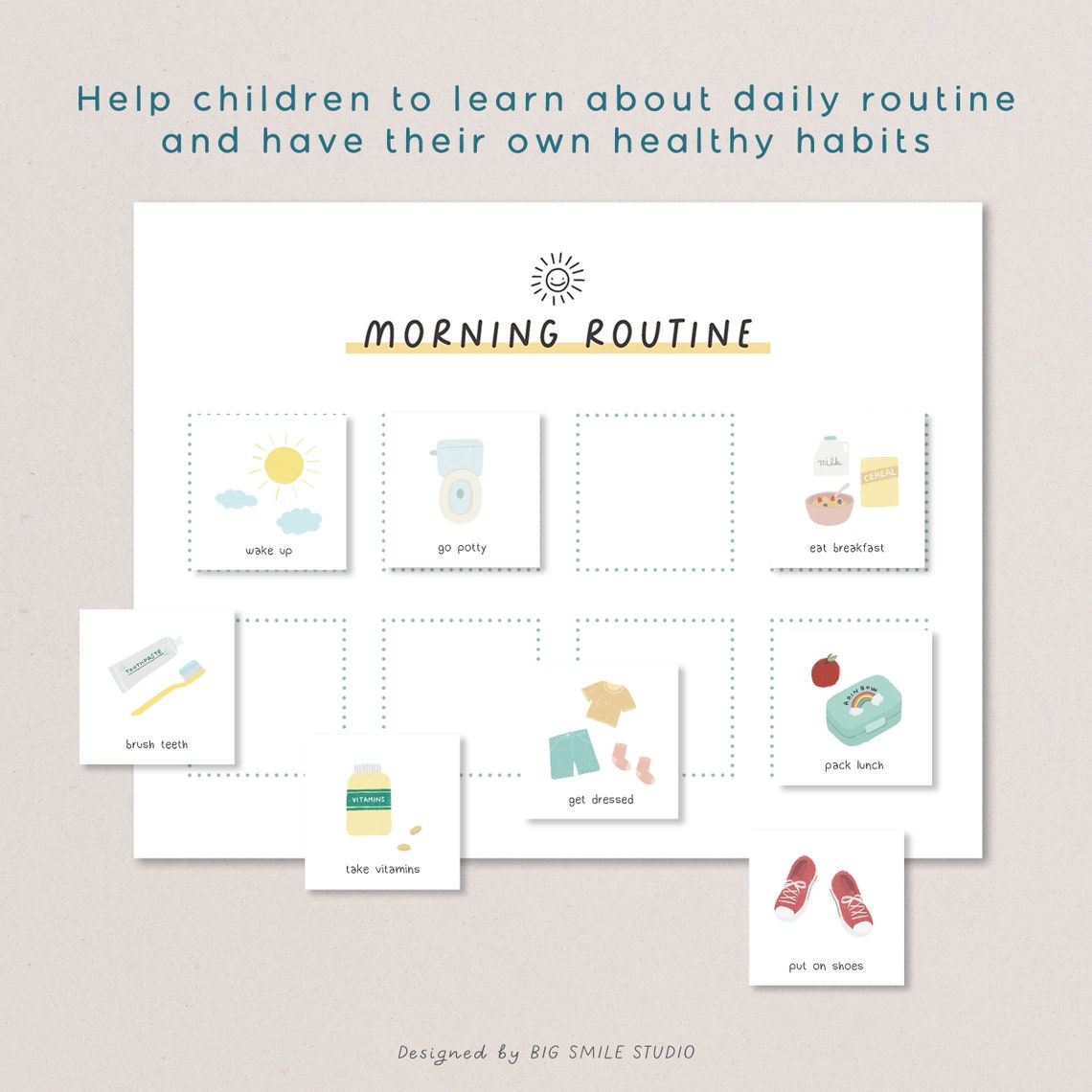 Routine Charts With Visual Cards for Kids Printable Toddler - Etsy