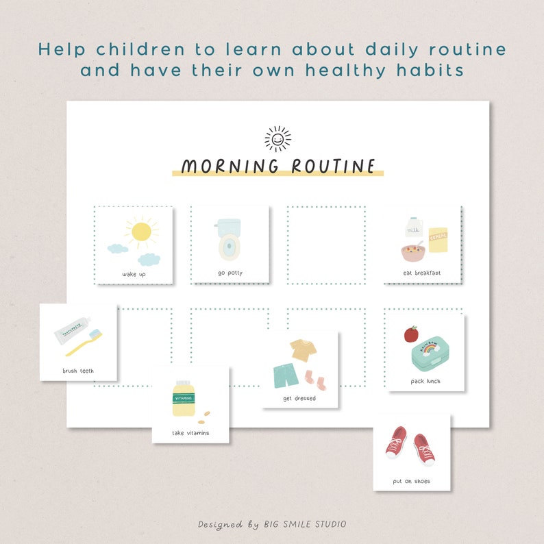 Routine Charts With Visual Cards for Kids Printable Toddler - Etsy
