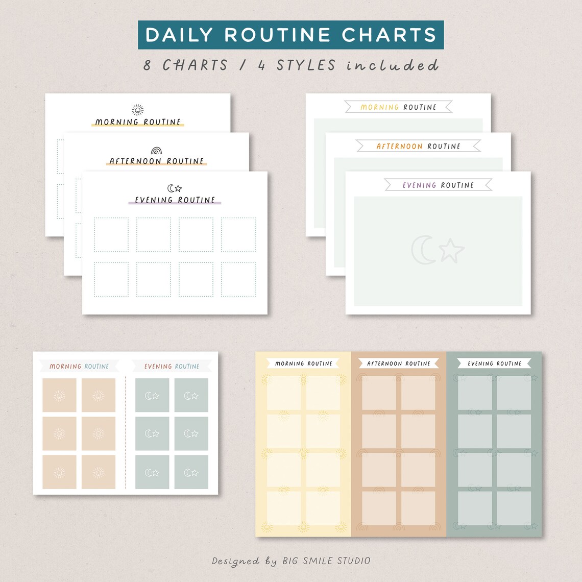 Routine Charts With Visual Cards for Kids Printable Toddler - Etsy