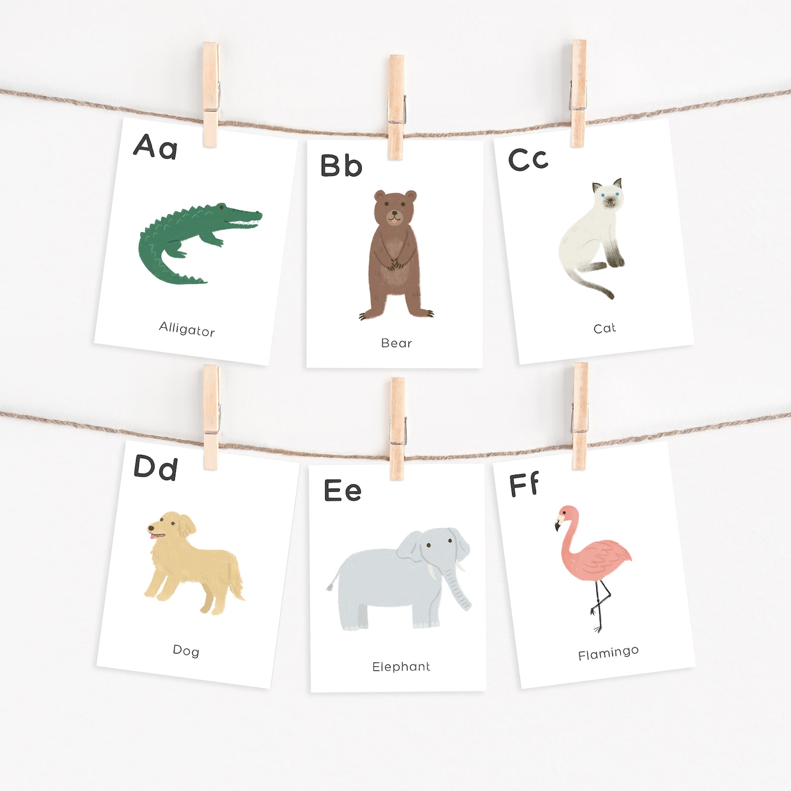 PRINTABLE Animal Alphabet Flashcards for Kids, Montessori Preschool ABC ...