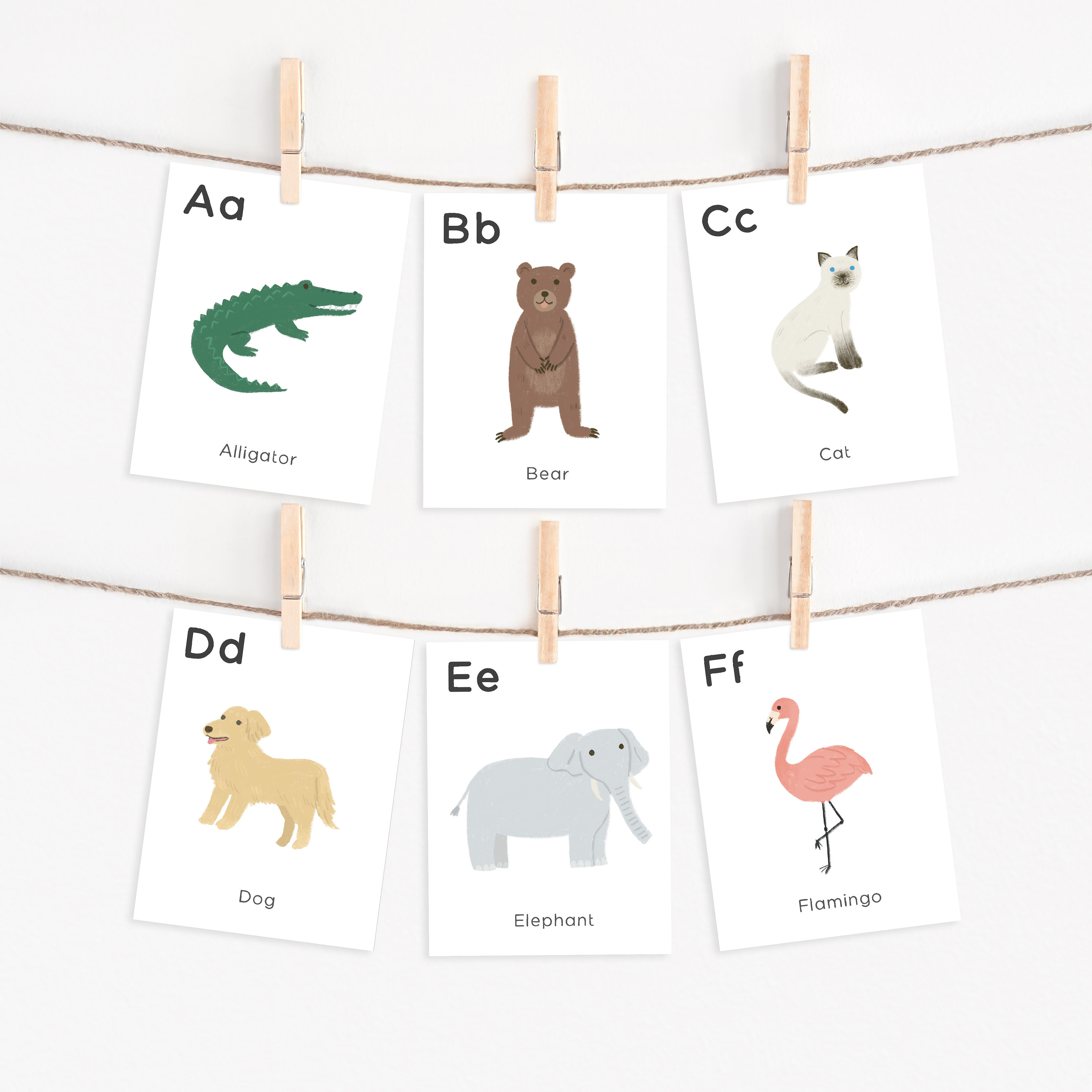 PRINTABLE Animal Alphabet Flashcards for Kids, Montessori Preschool ABC ...