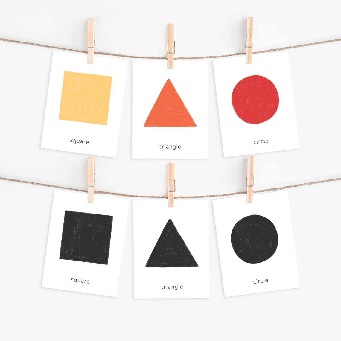 PRINTABLE Shapes Flashcards for Kids, Montessori Toddler Preschool ...