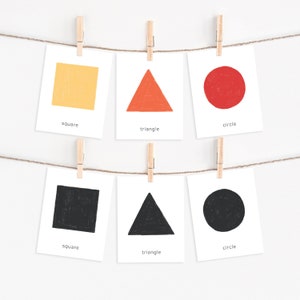PRINTABLE Shapes Flashcards for Kids, Montessori Toddler Preschool ...