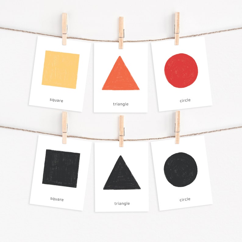 PRINTABLE Shapes Flashcards for Kids, Montessori Toddler Preschool ...