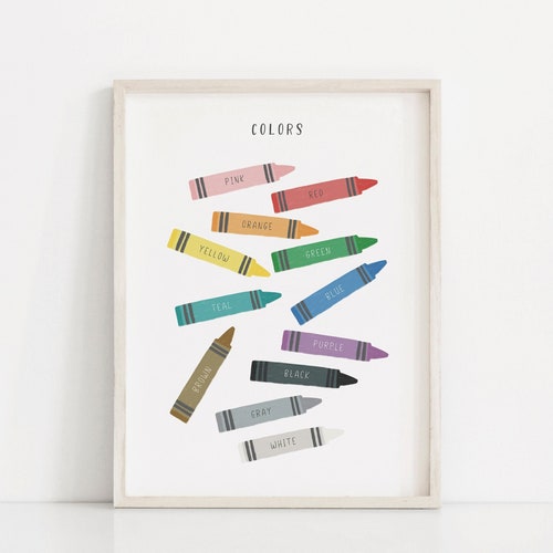 PRINTABLE Colors Poster for Kids Crayons Nursery Educational - Etsy