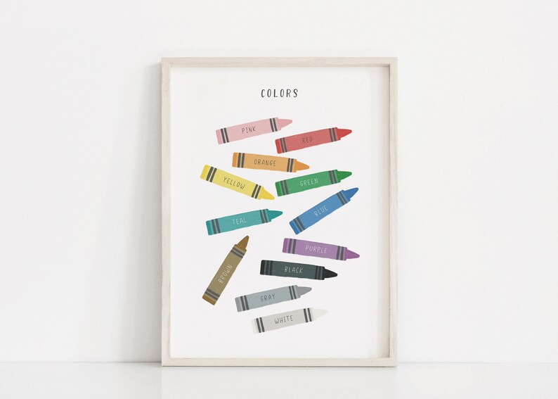 PRINTABLE Colors Poster for Kids Crayons Nursery Educational - Etsy
