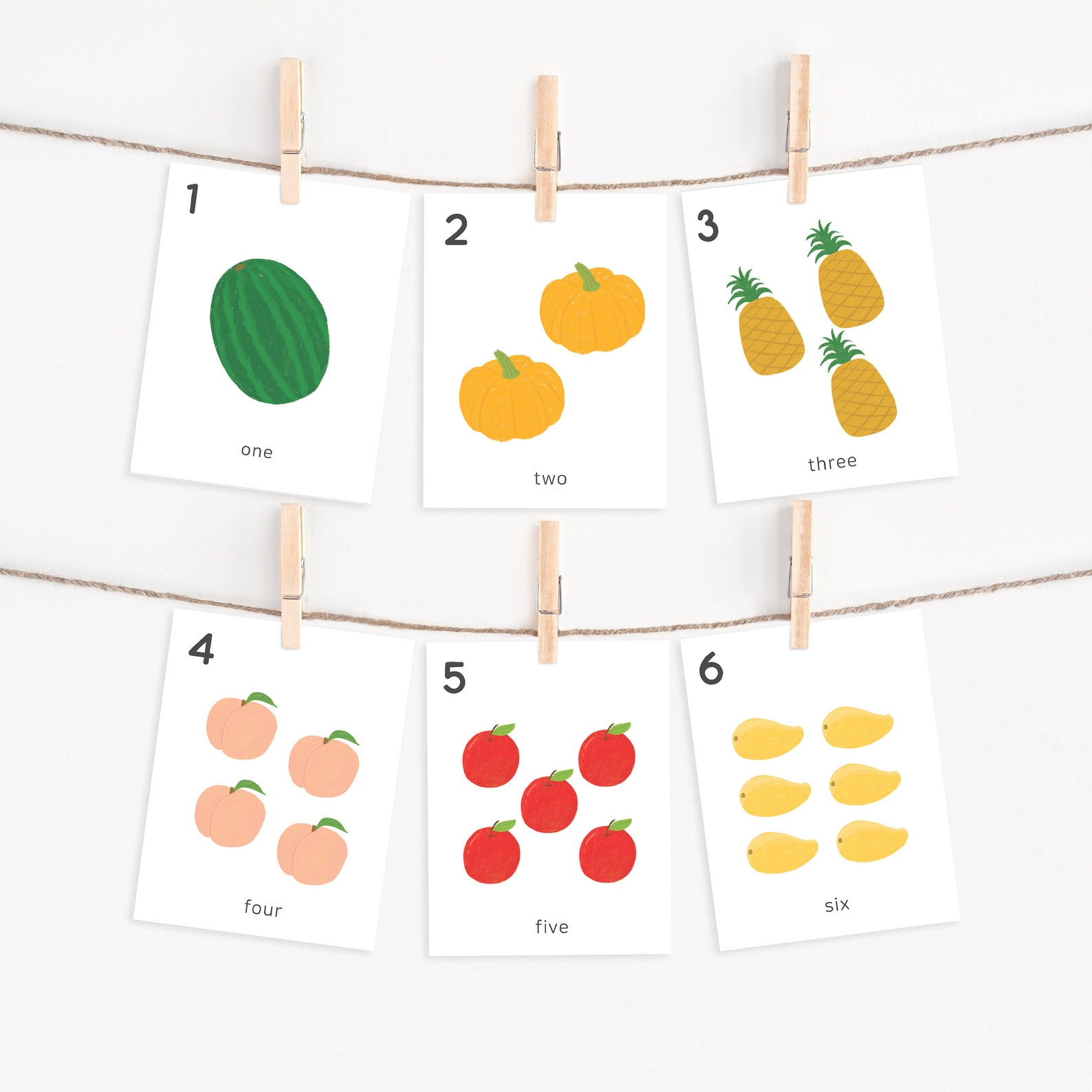 PRINTABLE Fruit&vegetable Number 1-20 Flashcards for Kids, Learning ...