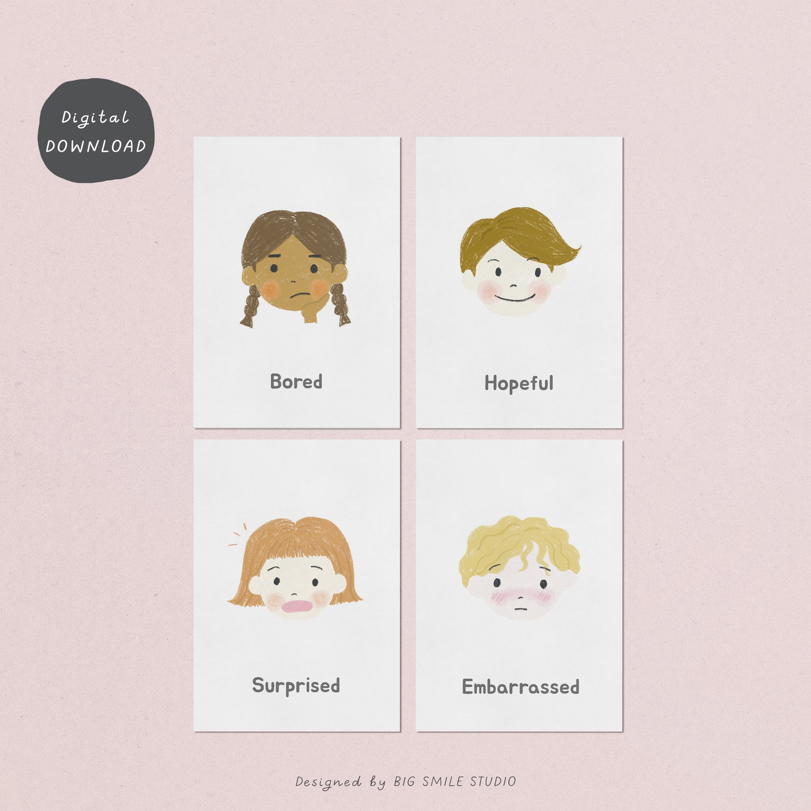 PRINTABLE Feelings Flashcards for Toddlers Preschool Emotions | Etsy