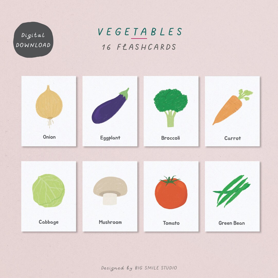 PRINTABLE Vegetables Flashcards for Toddlers, Language Activity ...