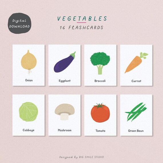 PRINTABLE Vegetables Flashcards for Toddlers Language - Etsy