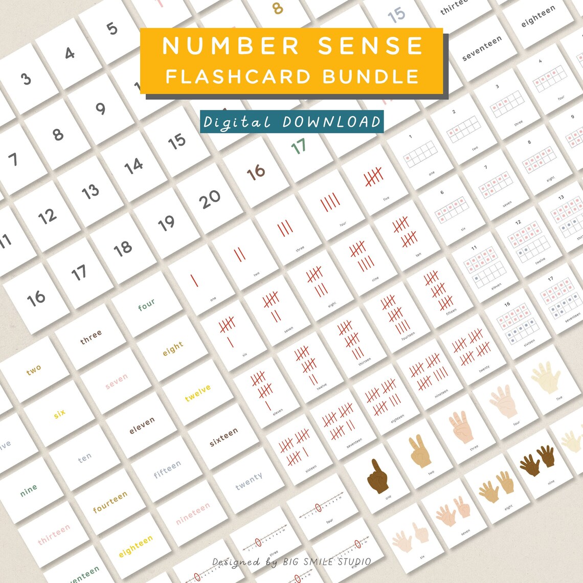 BUNDLE Number Sense Flashcards Printable for Kids Learning | Etsy