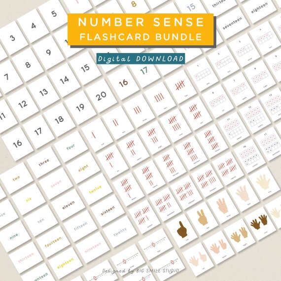 BUNDLE Number Sense Flashcards Printable for Kids Learning | Etsy