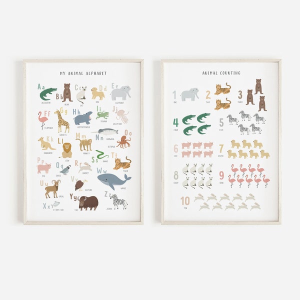 Animal Numbers and Counting Educational Poster - Etsy
