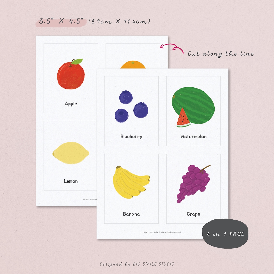 PRINTABLE Fruits Flashcards for Toddlers, Language Activity Montessori ...