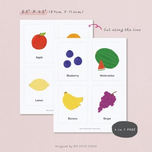 PRINTABLE Fruits Flashcards for Toddlers, Language Activity Montessori ...