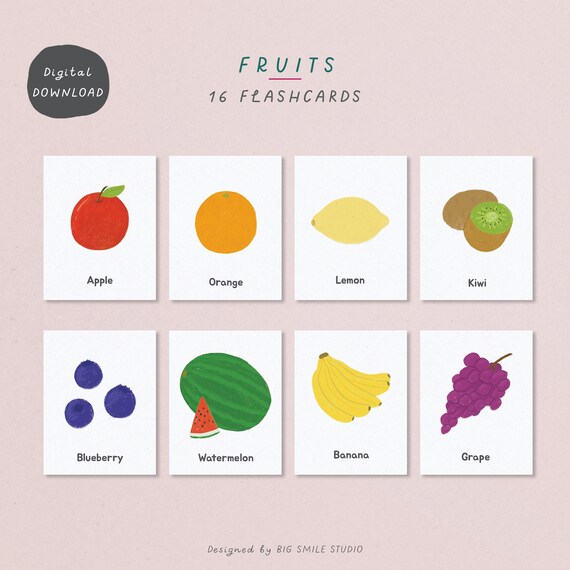 PRINTABLE Fruits Flashcards for Toddlers Language Activity - Etsy