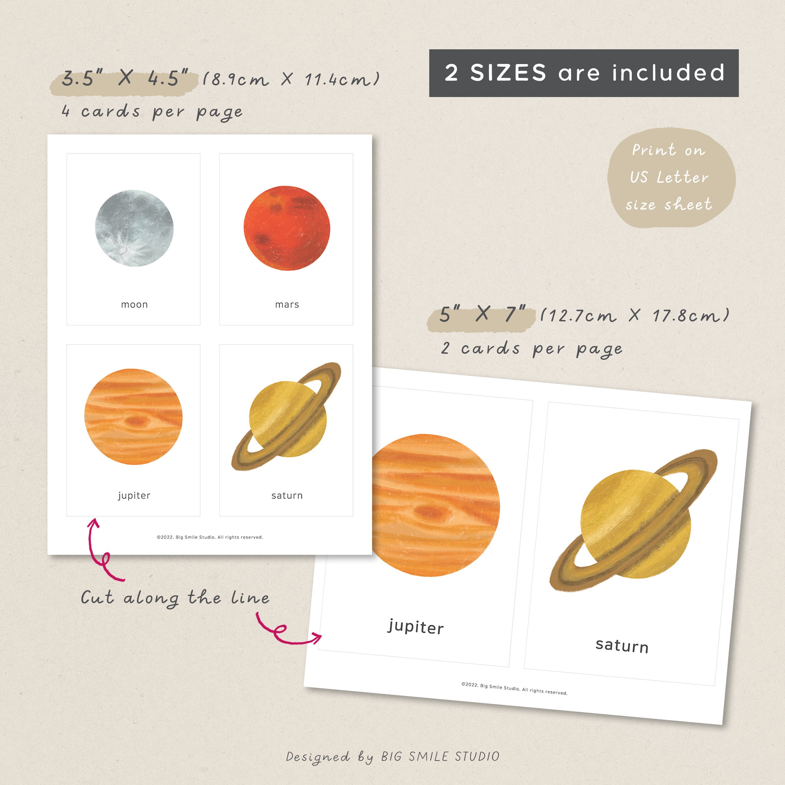 PRINTABLE Solar System Flashcards for Kids, Montessori Toddler ...