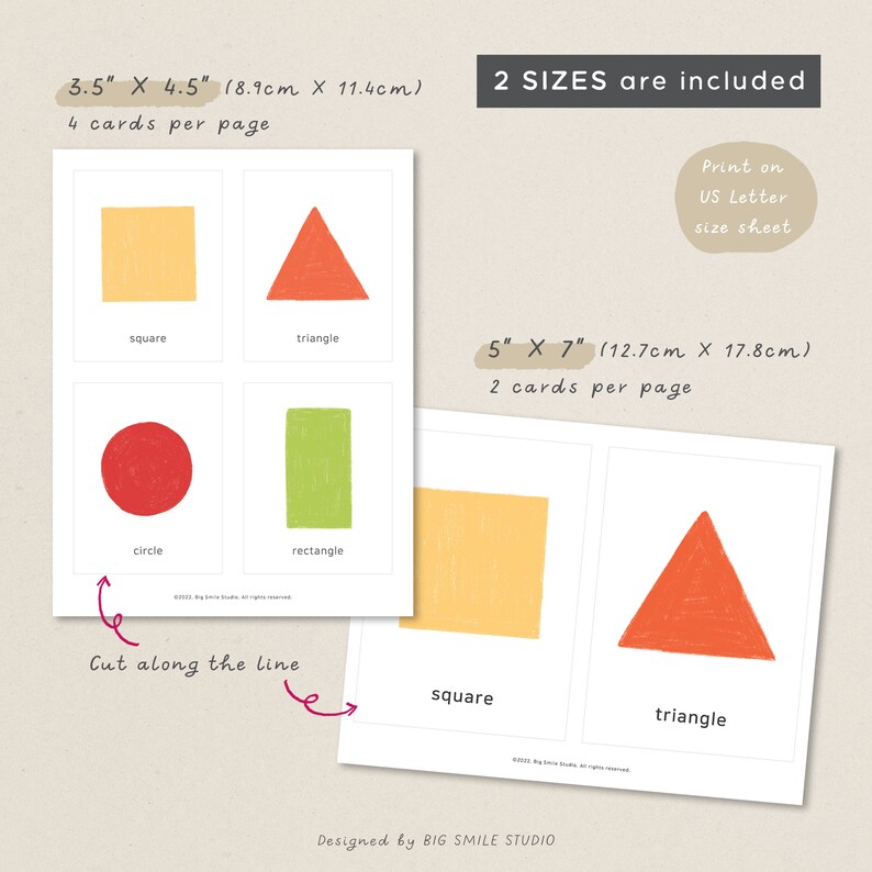 PRINTABLE Shapes Flashcards for Kids, Montessori Toddler Preschool ...