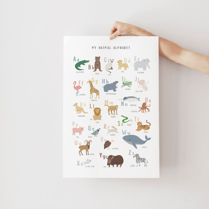 PRINTABLE Animal Alphabet and Counting Poster for Kids Set of - Etsy