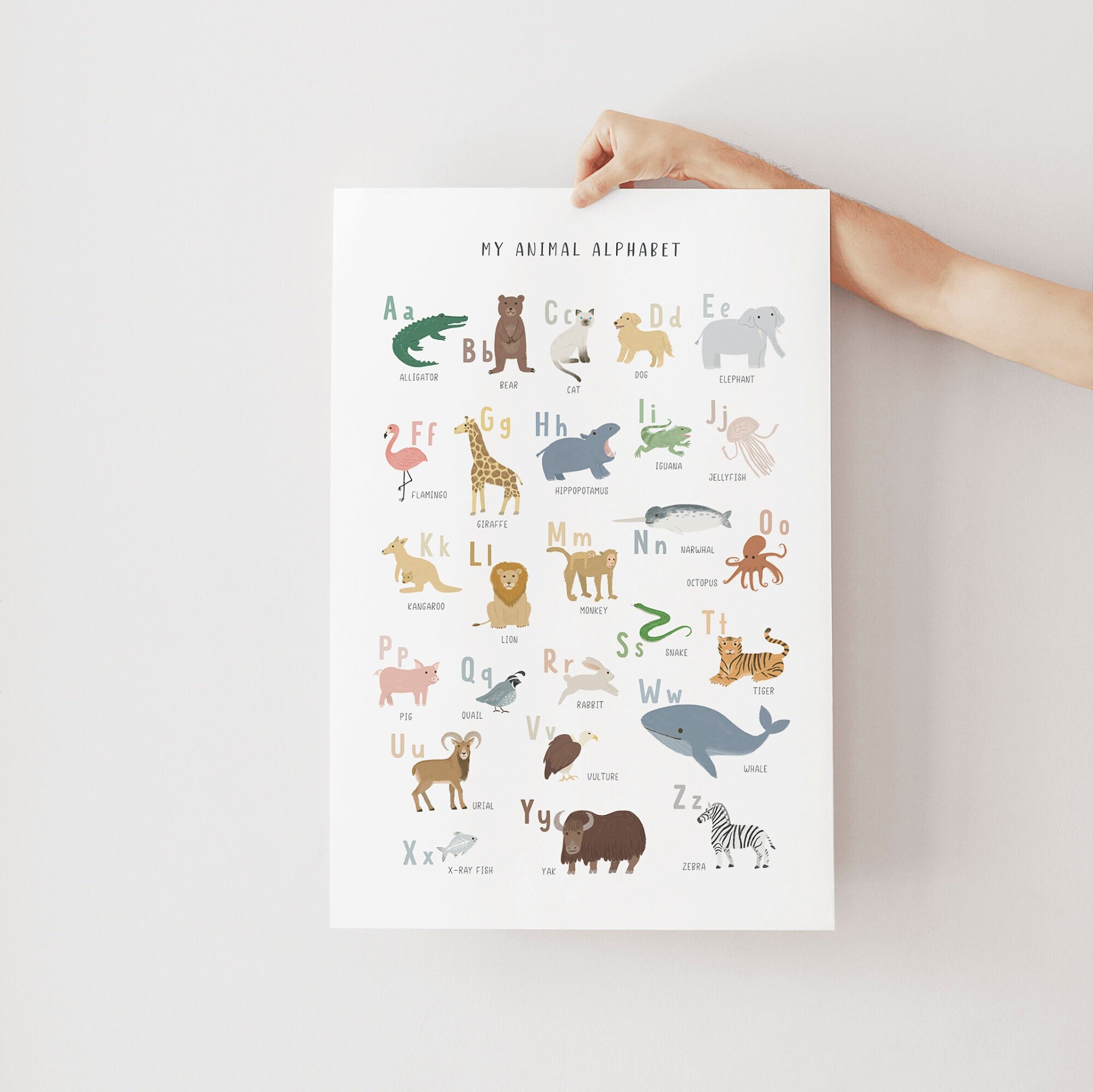 PRINTABLE Animal Alphabet and Counting Poster for Kids Set of - Etsy