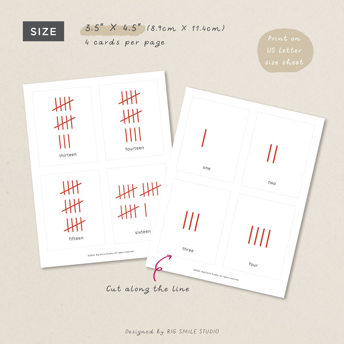 PRINTABLE Tally Marks Flashcards 1-20 for Kids, Learning Number Sense ...