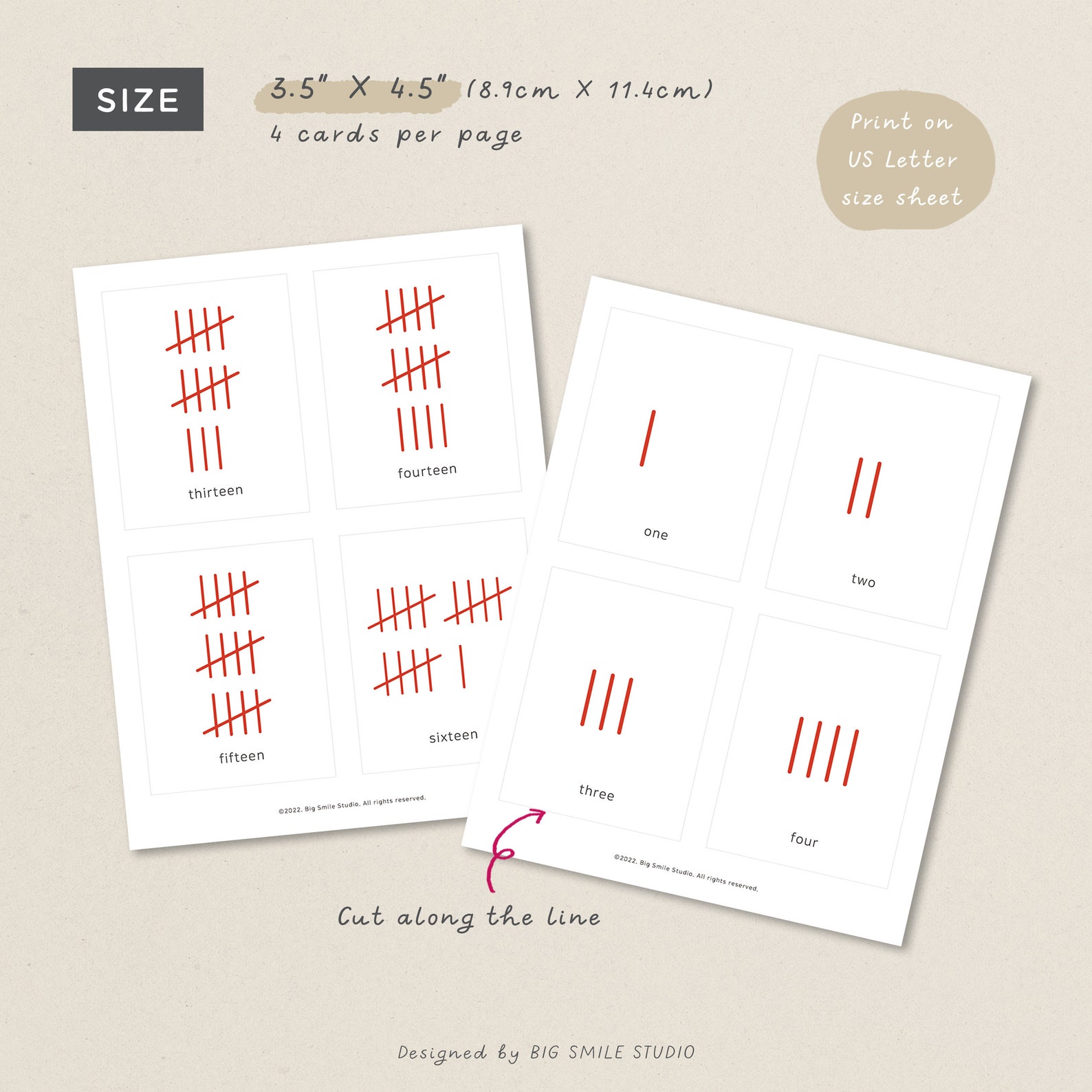 PRINTABLE Tally Marks Flashcards 1-20 for Kids, Learning Number Sense ...
