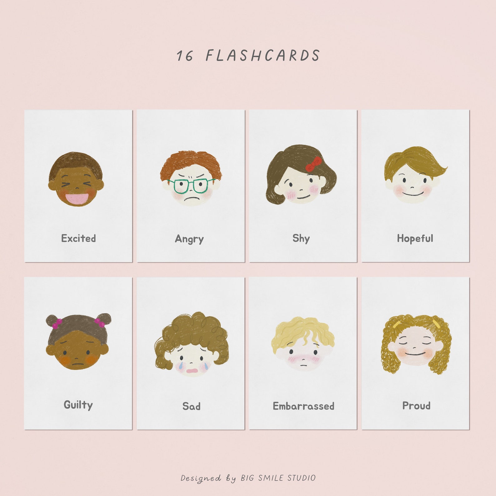 BUNDLE Printable Feelings Chart Poster & Flashcards Set for - Etsy