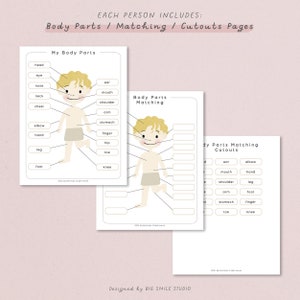 PRINTABLE Body Parts Matching Worksheet for Kids, My Body Puzzle Busy ...
