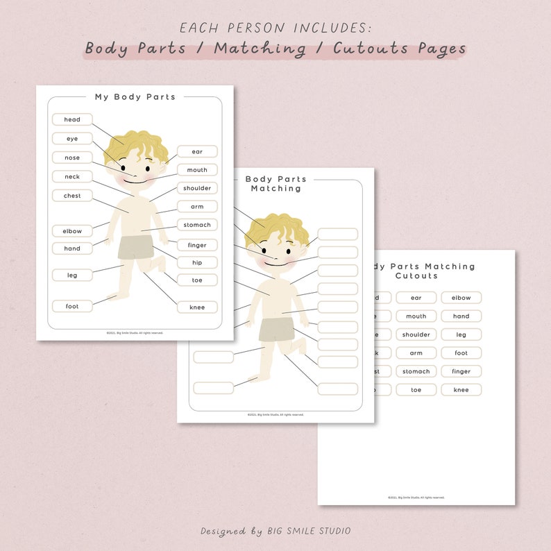PRINTABLE Body Parts Matching Worksheet for Kids, My Body Puzzle Busy ...