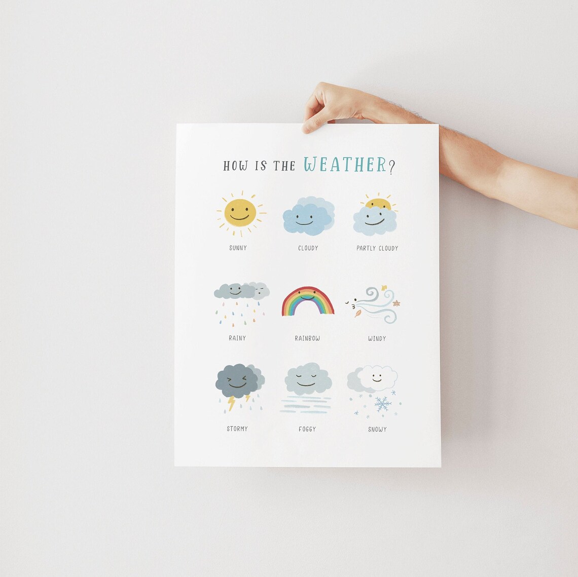 PRINTABLE Weather Chart Preschool Weather Educational Poster | Etsy