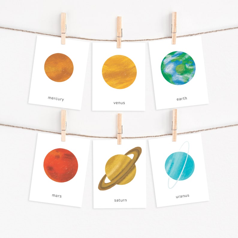 PRINTABLE Solar System Flashcards for Kids, Montessori Toddler ...