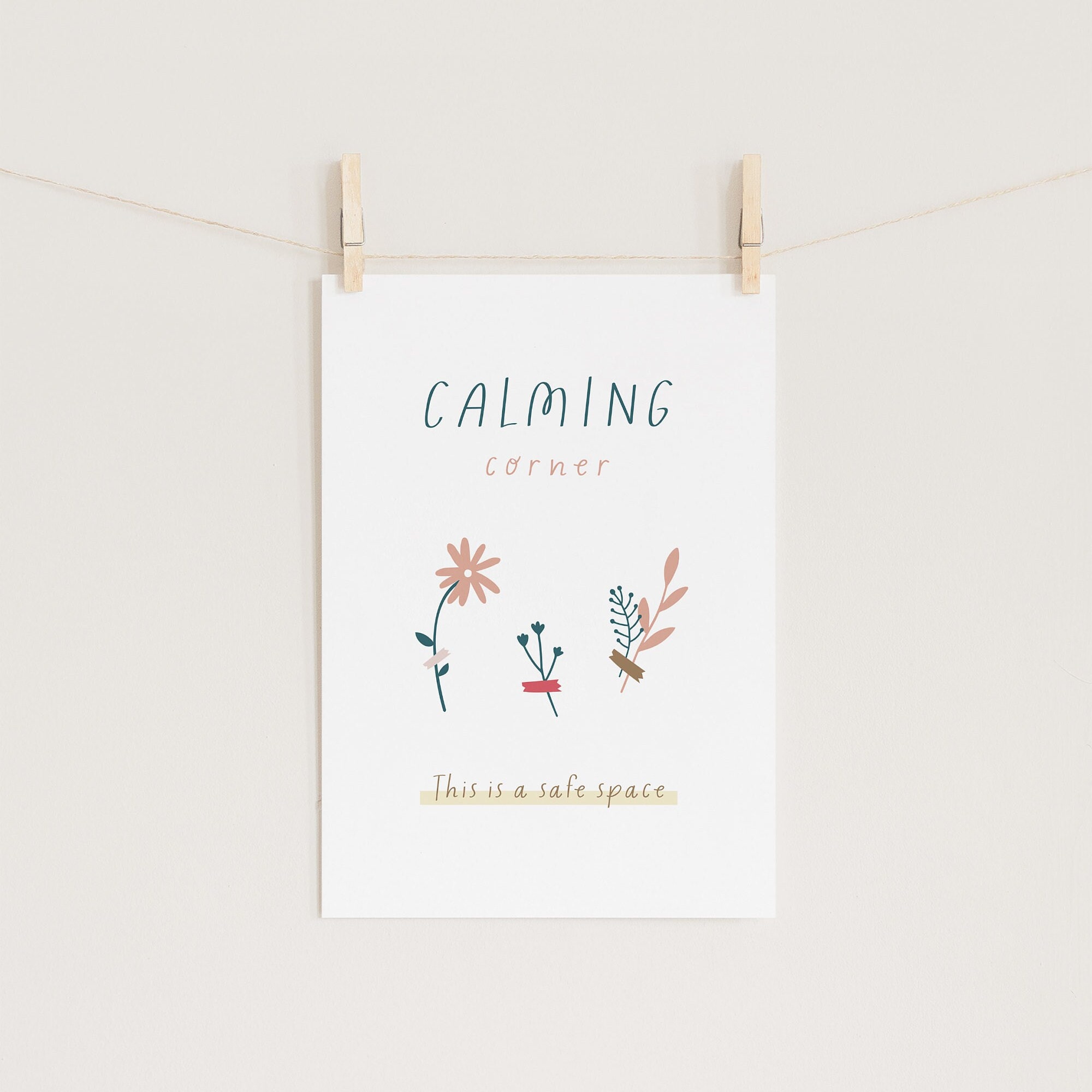 PRINTABLE Calming Corner Poster, Calm Down Corner Emotions Nursery Wall ...