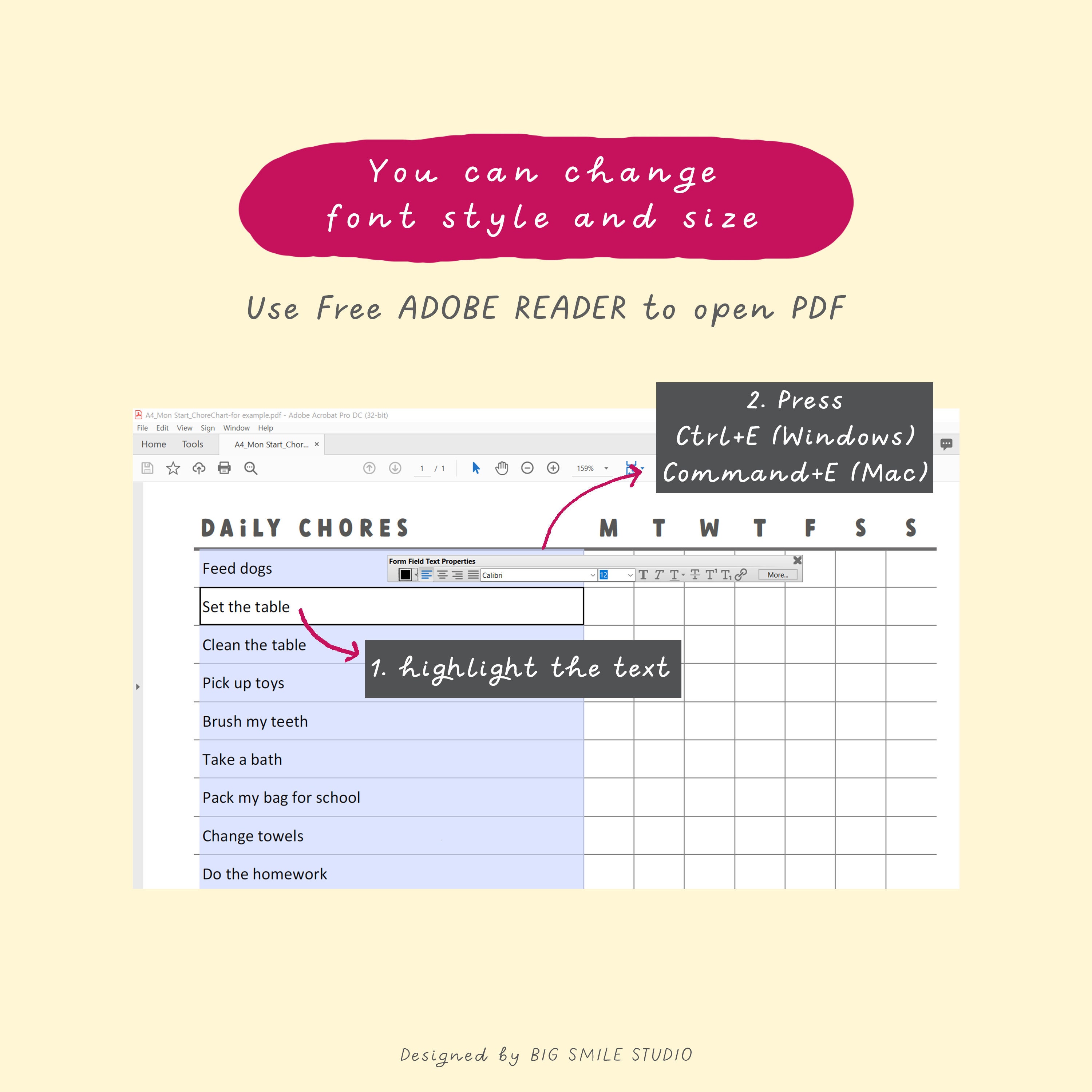 Chore Chart for Kids Printable, Responsibility Reward Chart, Daily ...