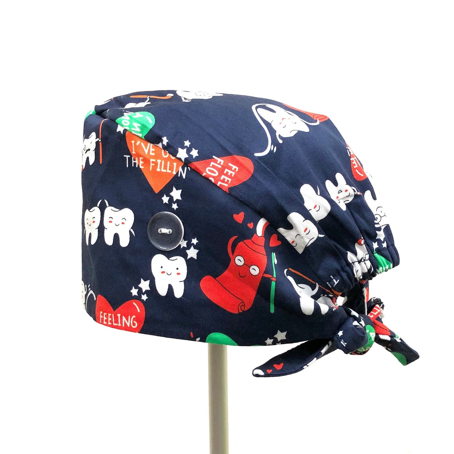 Dentist Surgical Scrub Cap Hat With Buttons Tooth Print - Etsy
