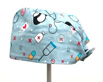 Dentist Surgical Scrub Cap Hat With Buttons Tooth Print - Etsy