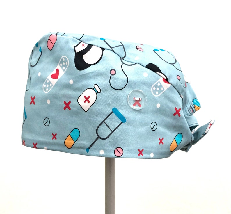 Medical Scrub Cap With Buttons Medical Print Surgical Scrub - Etsy