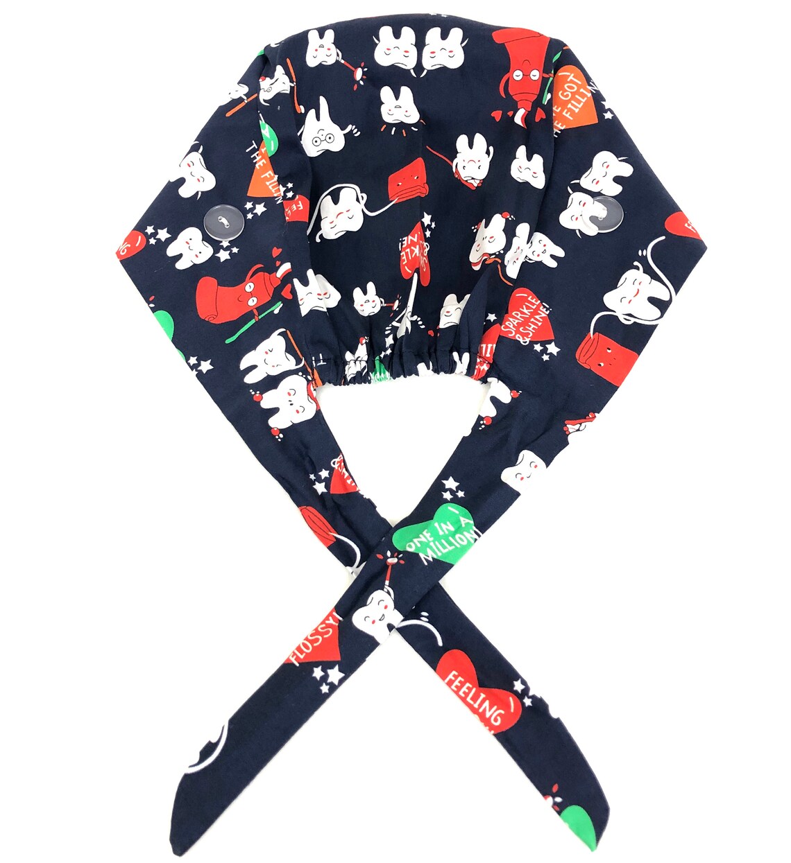 Dentist Surgical Scrub Cap Hat With Buttons Tooth Print - Etsy