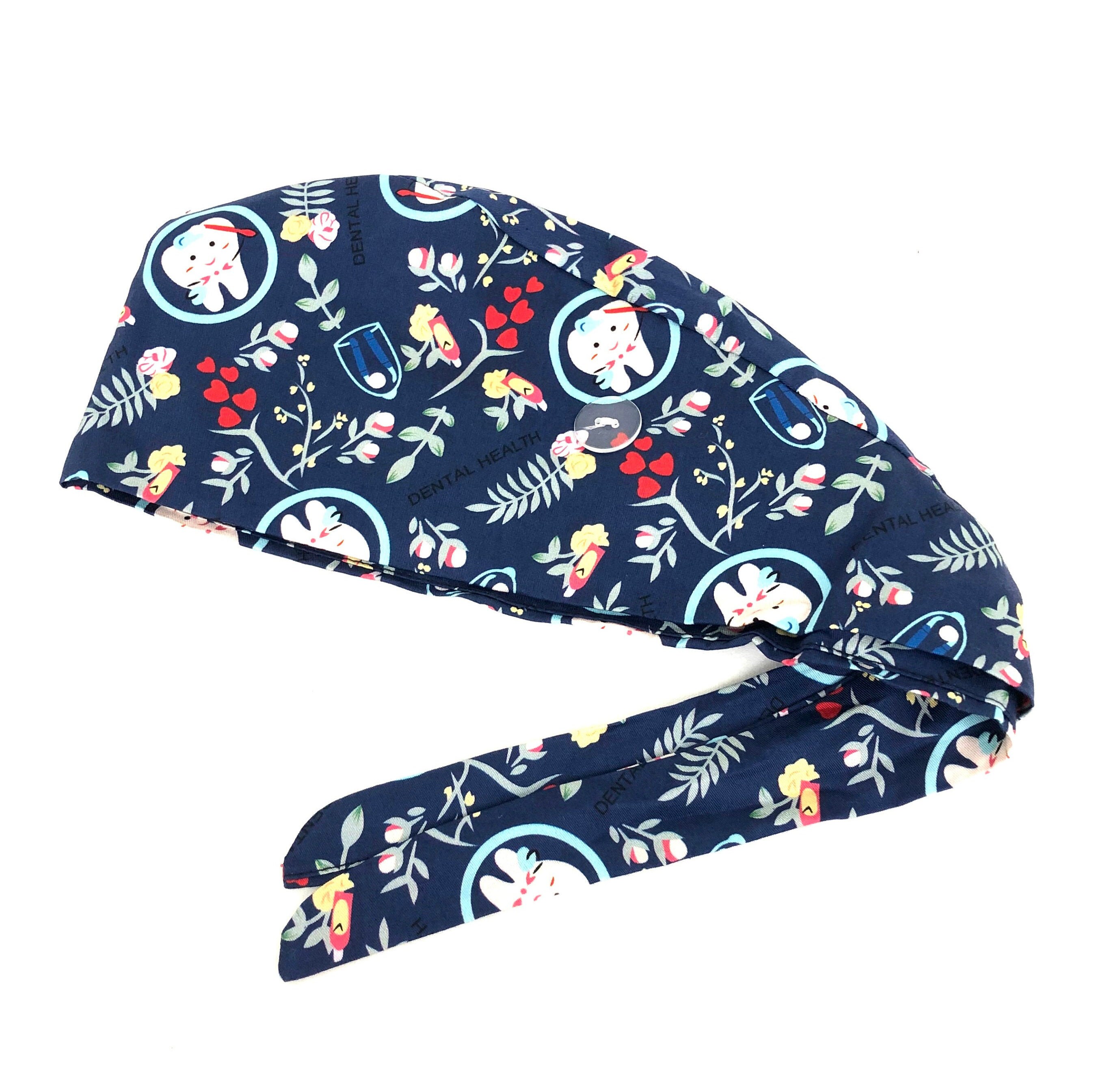 Dental Surgical Scrub Cap Tooth Print Scrub Cap With Buttons - Etsy