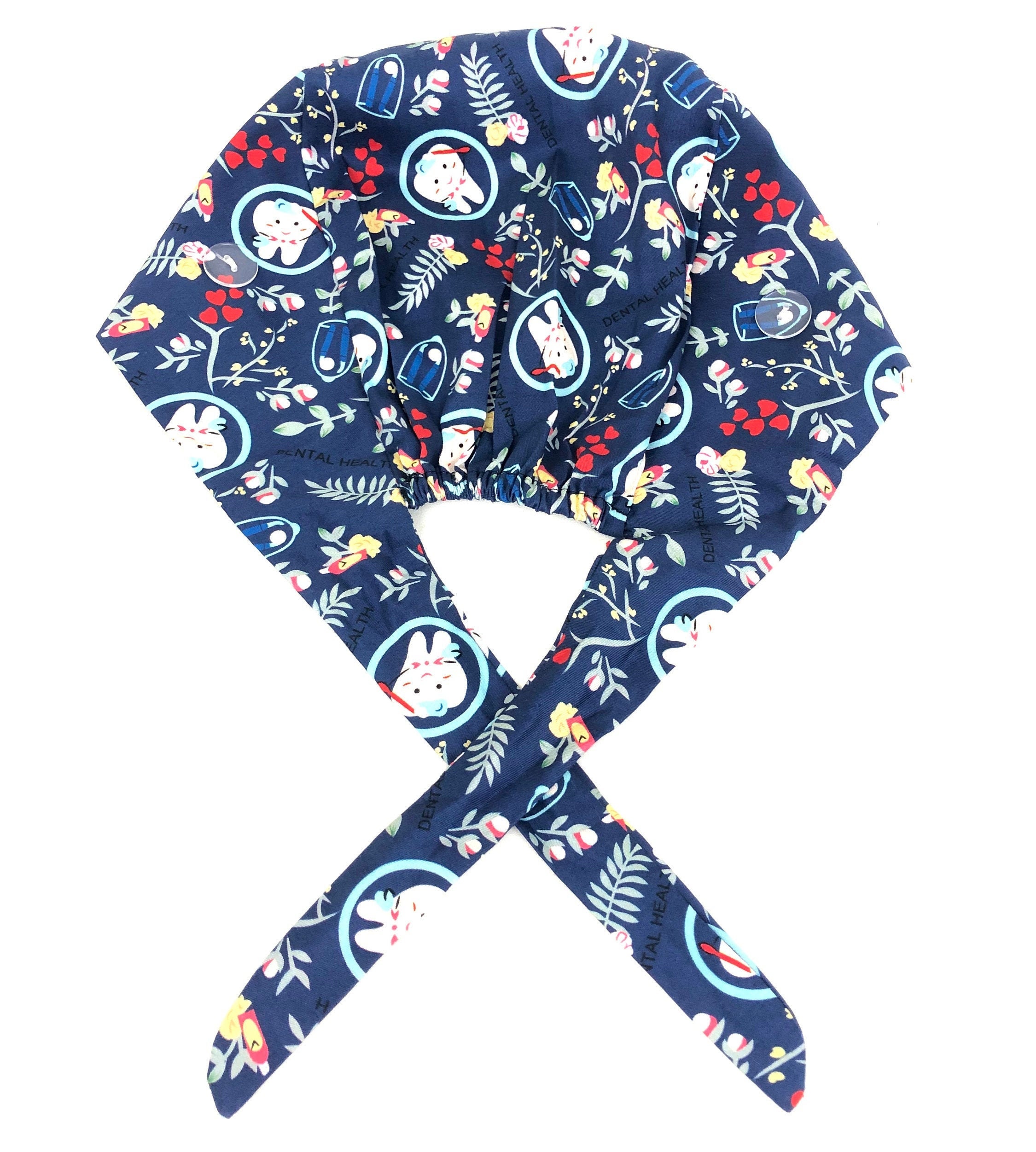 Dental Surgical Scrub Cap Tooth Print Scrub Cap With Buttons - Etsy