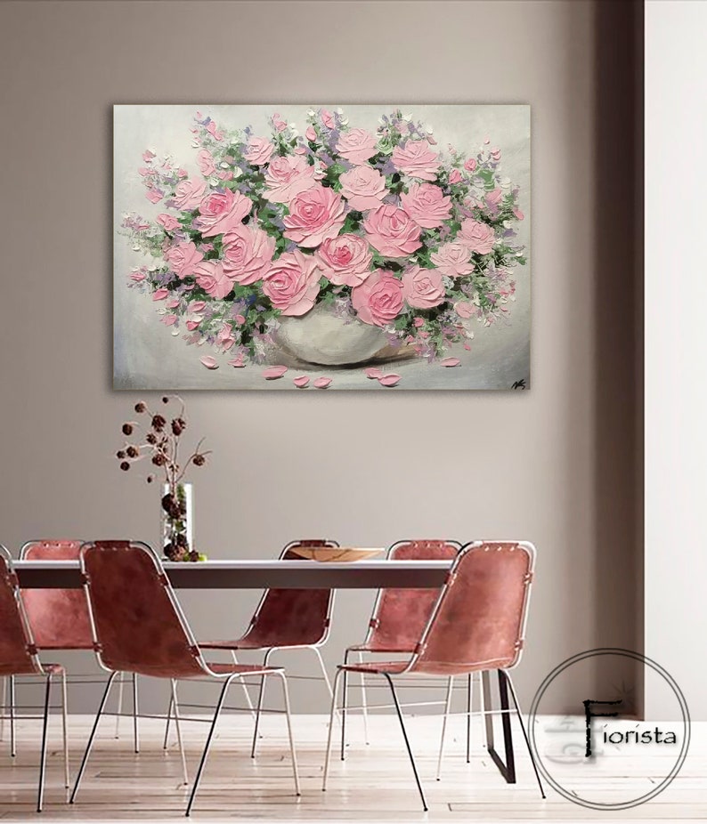 3D Textured Flowers Painting on Canvas Original Pink Rose - Etsy