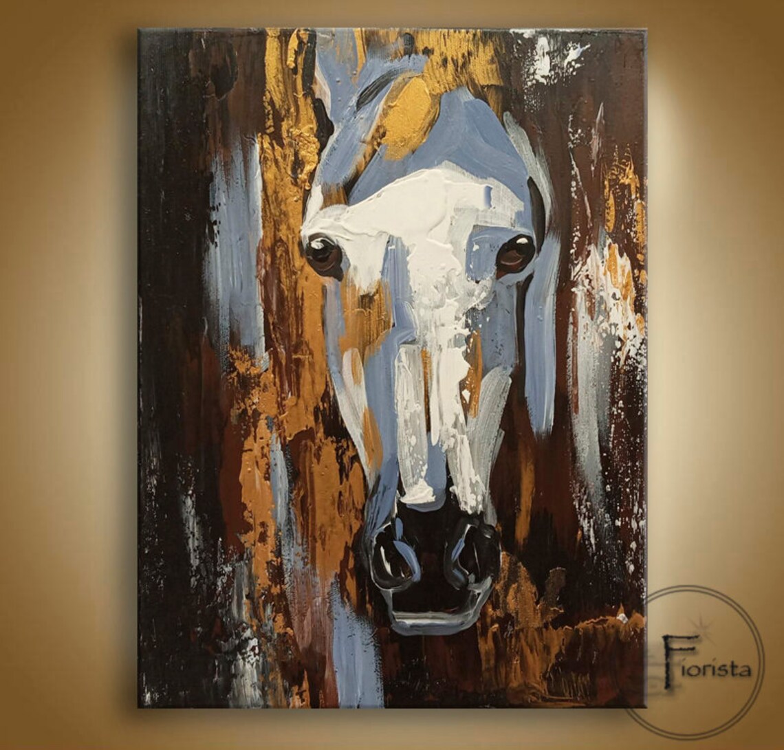 Beautiful Abstract Horses Original Set of 2 Paintings Texture - Etsy