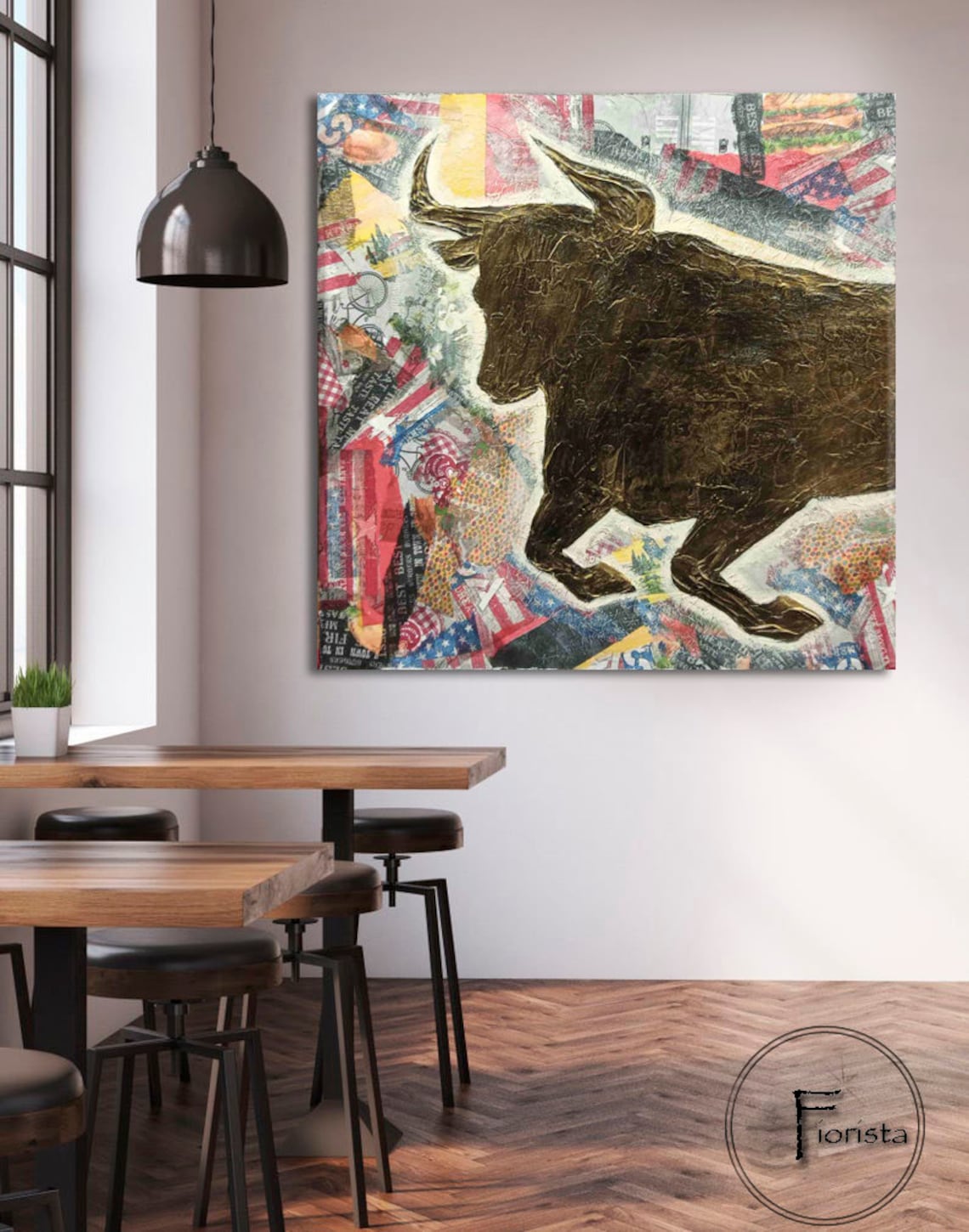 Abstract Running Bull Big Modern Painting American Bull | Etsy