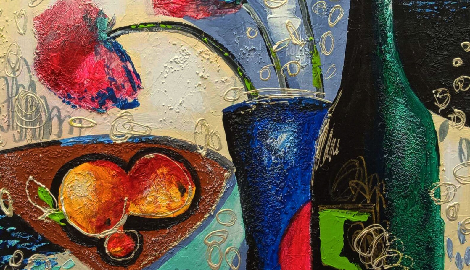 Still Life Abstract Painting,kitchen Wall Art, Kitchen Fruit Oil Paint ...