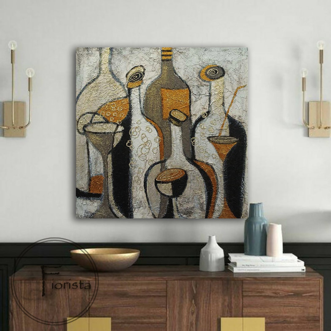 Still Life Abstract Painting, Kitchen Art, Dining Room Wall Decor ...