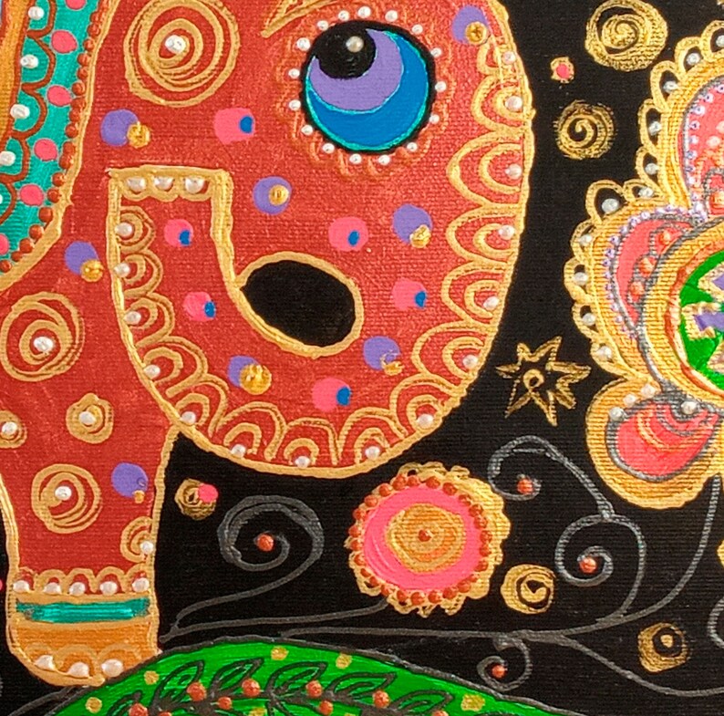 Еlephant Original Optimistic Painting Oil Acrylic Paintings on Canvas ...