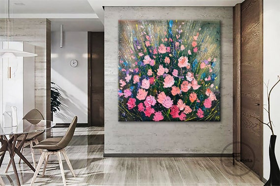 3d Art Pink Flowers Flower Art on Canvas Flower Art on the - Etsy